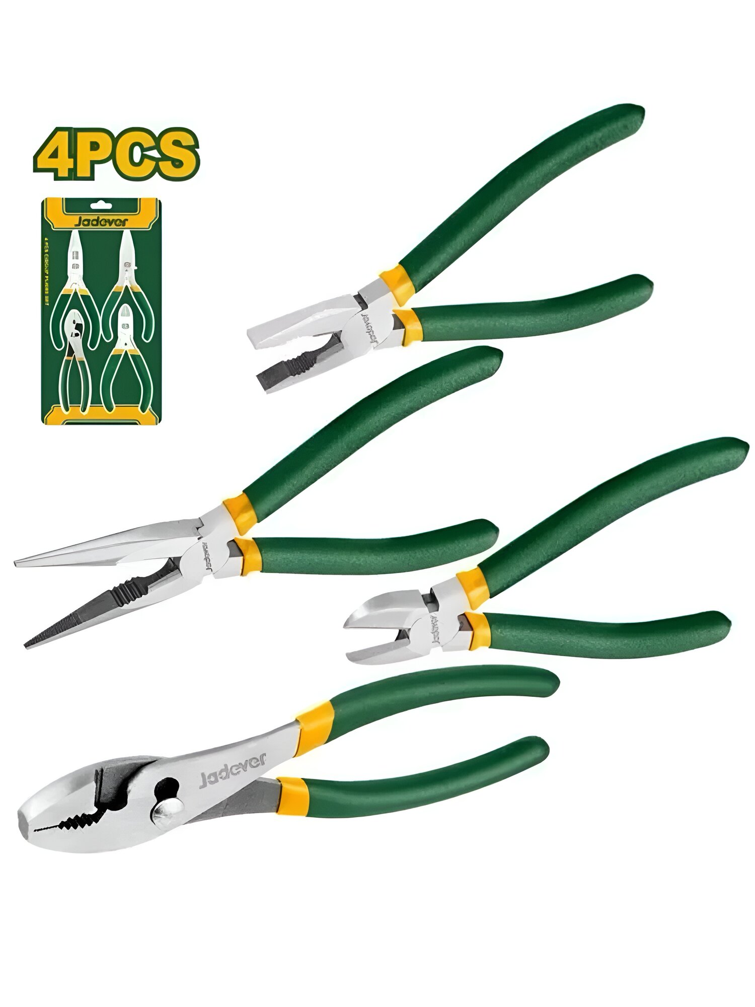 Пассатижи плоскогубцы JADEVER набор 4 шт бокорезы клещи многофункциональные