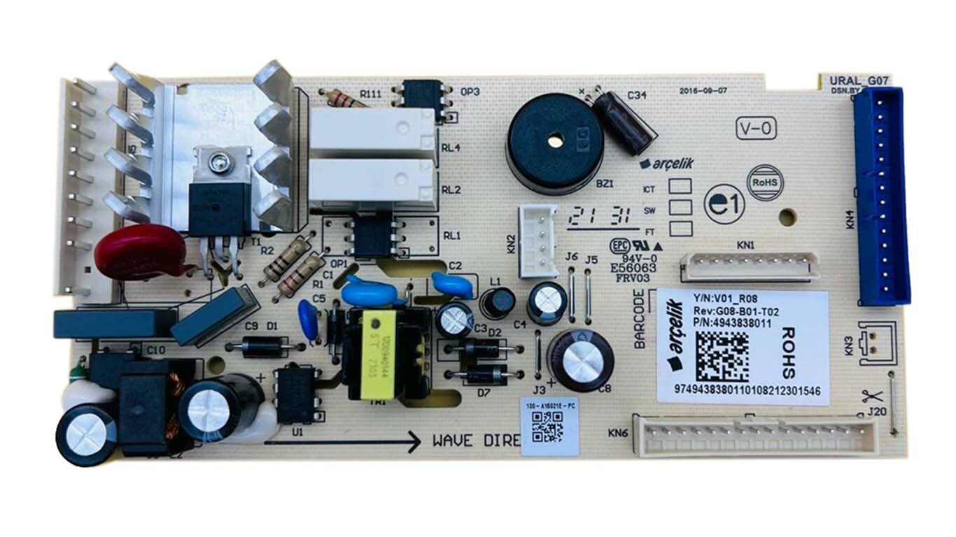 Плата управления для холодильника Beko RFNK290T21W RUS, B1RFNK292W RU 4943838011 (V01R08, G08-B01-T02, EB0803VS08, E56063)