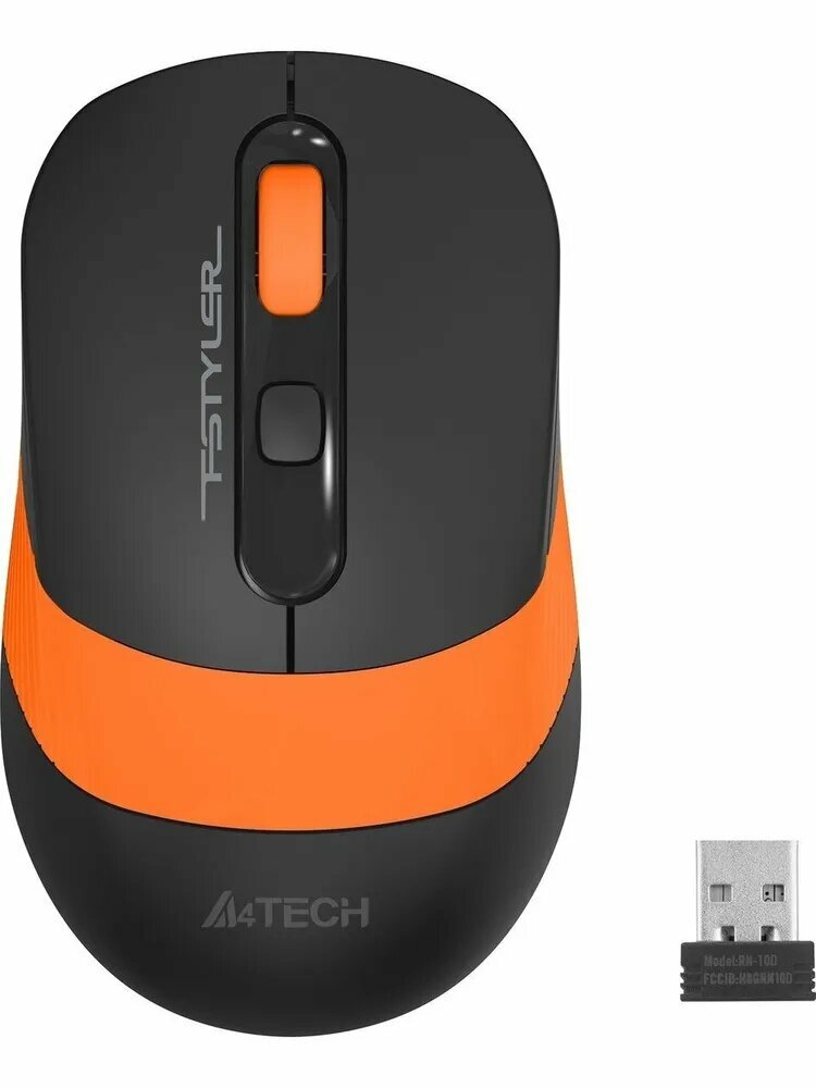 A4Tech Мышь беспроводная, черный, оранжевый