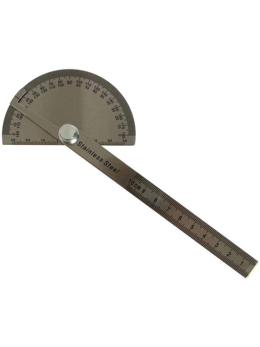 Линейка транспортир 10 см, нержавеющая сталь