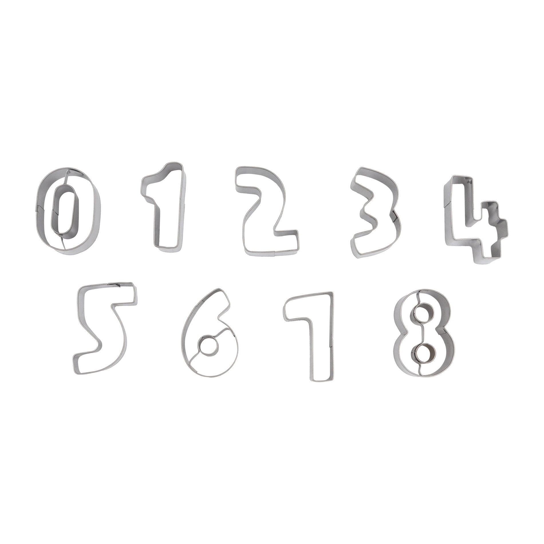 Набор вырубок форм для приготовления пряников и печенья, Цифры, 4,5 см, 9 штук, нержавеющая сталь, Paderno.