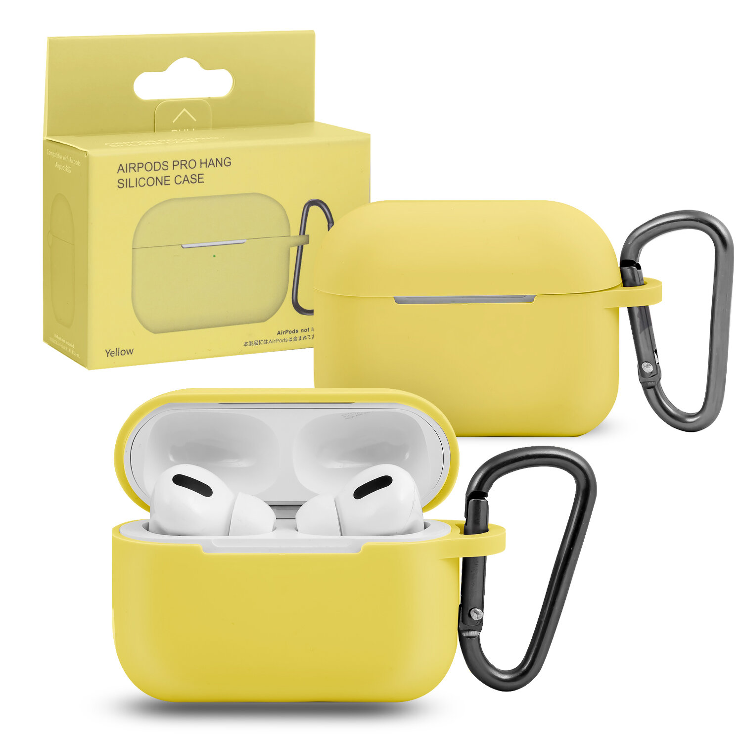 Чехол APods Pro Hang Silicon Сase с карабином SL yellow
