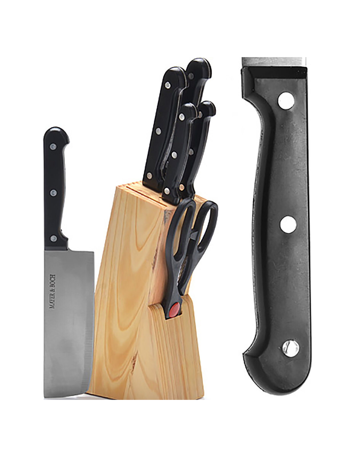 Набор ножей на подставке с топориком MAYER&BOCH, нержавеющая сталь, 7 пр