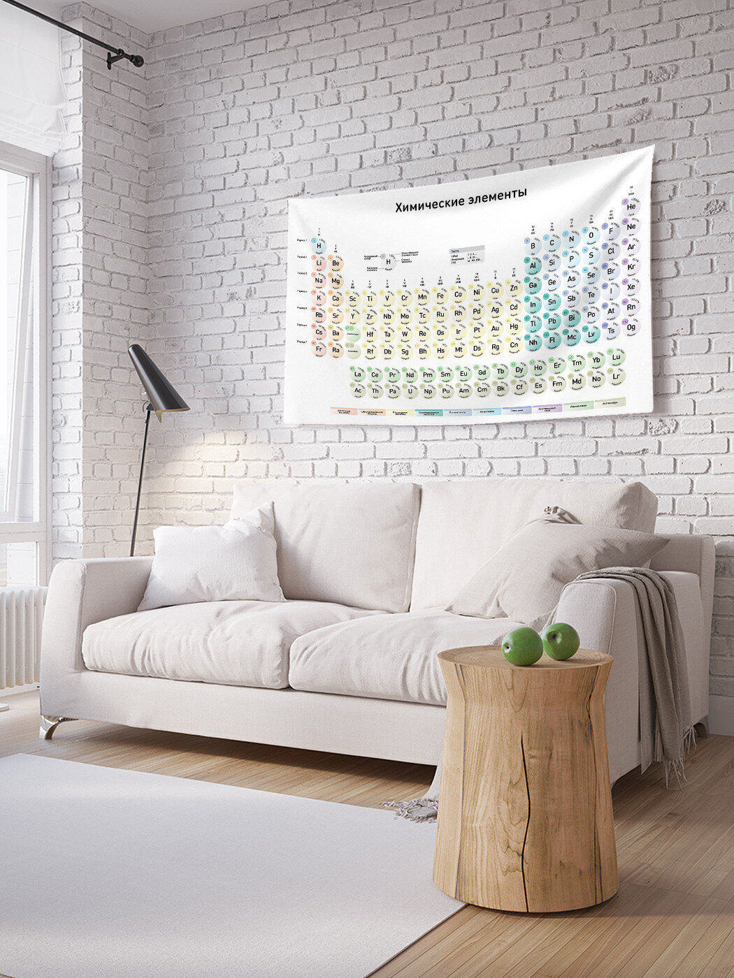 Горизонтальное фотопанно на стену "Таблица Менделеева", 150x200 см