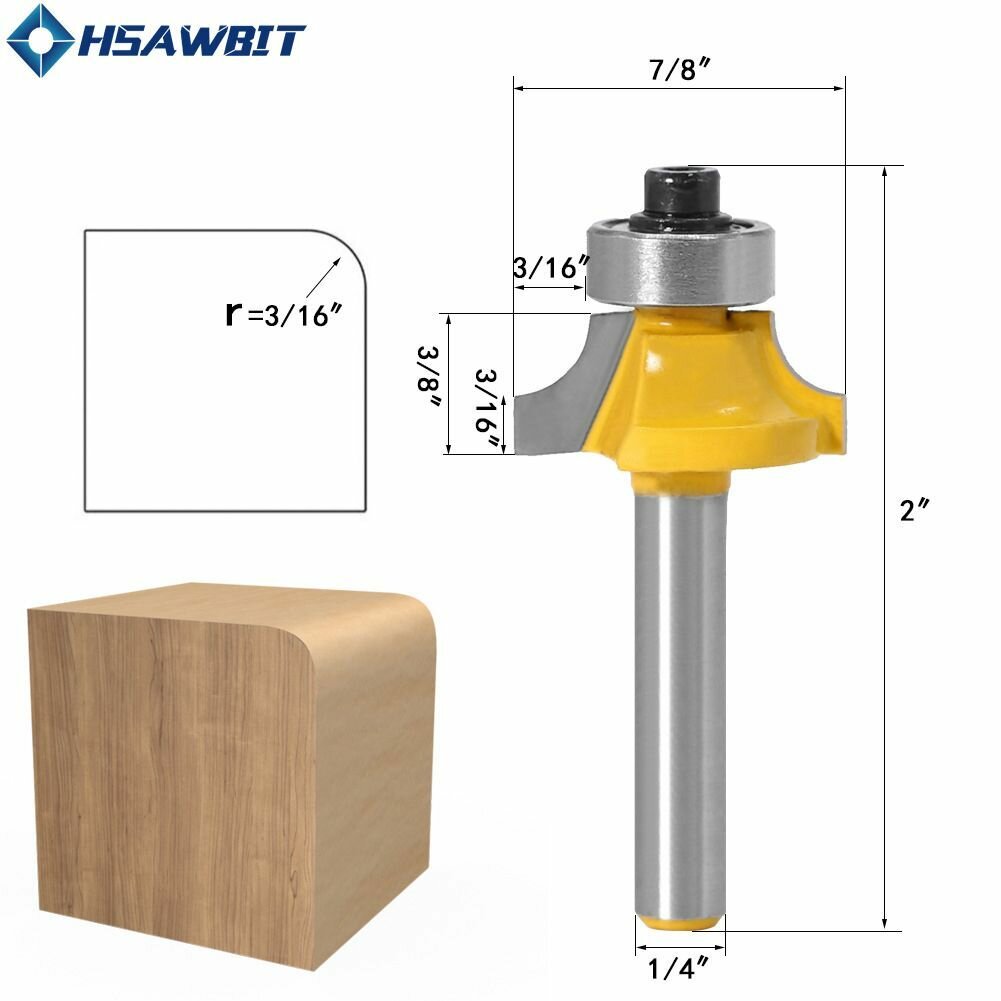 Фреза по дереву 6.35xR4.76mm HSAWBIT, хвостовик 6.35 мм