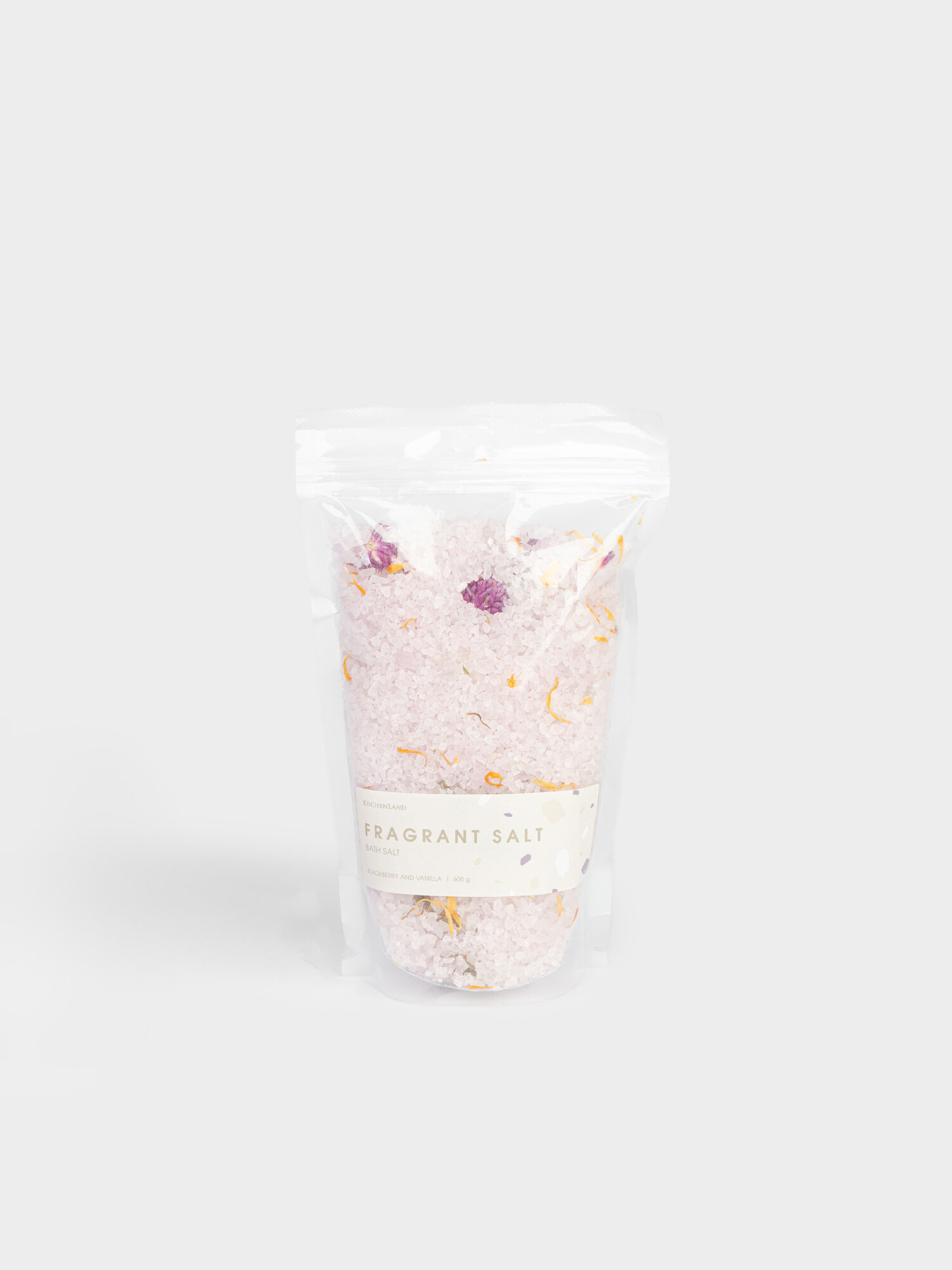 Соль для ванны, 600 гр, восстанавливающая, с сухоцветами, Ежевика и ваниль, Fragrant salt, Kuchenland