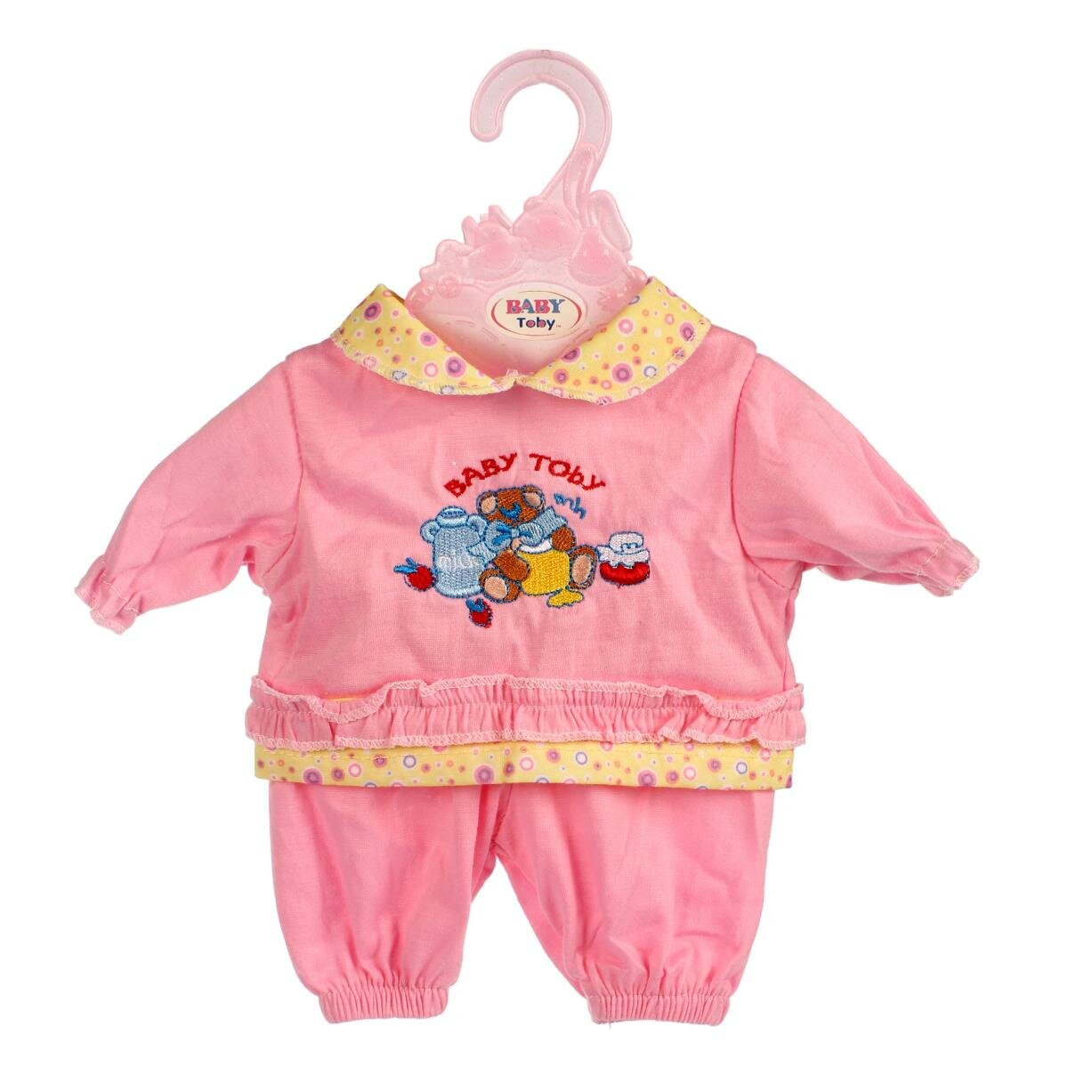Костюм для кукол «BABY TOBY», розовый, с вышивкой медвежонка, размер 35 см, текстиль