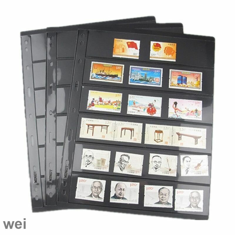 Листы-вкладыши / карман для коллекционирования банкнот, монет, марок в альбом Optima на 6 боны (купюры), комплект 10 штук, 218x280 мм, ПВХ, Staff