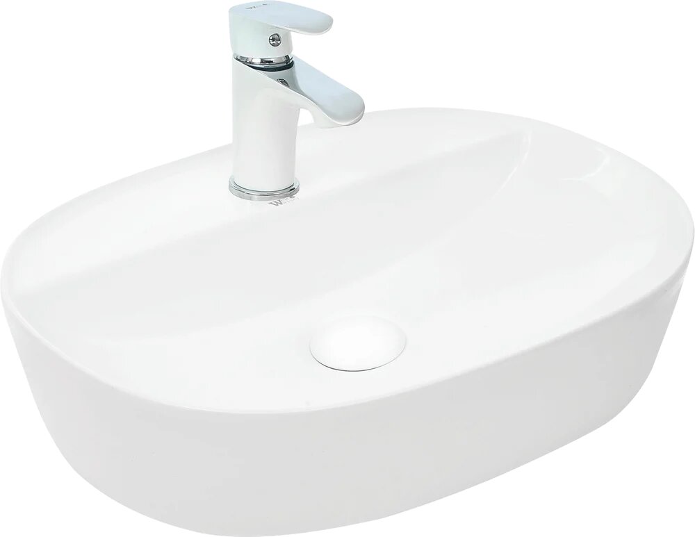 Накладная раковина Weltwasser WW Elbach 2202 51 фаянсовая, без отверстия под смеситель, раковина для ванной, 50, 5 см, овальная, белая