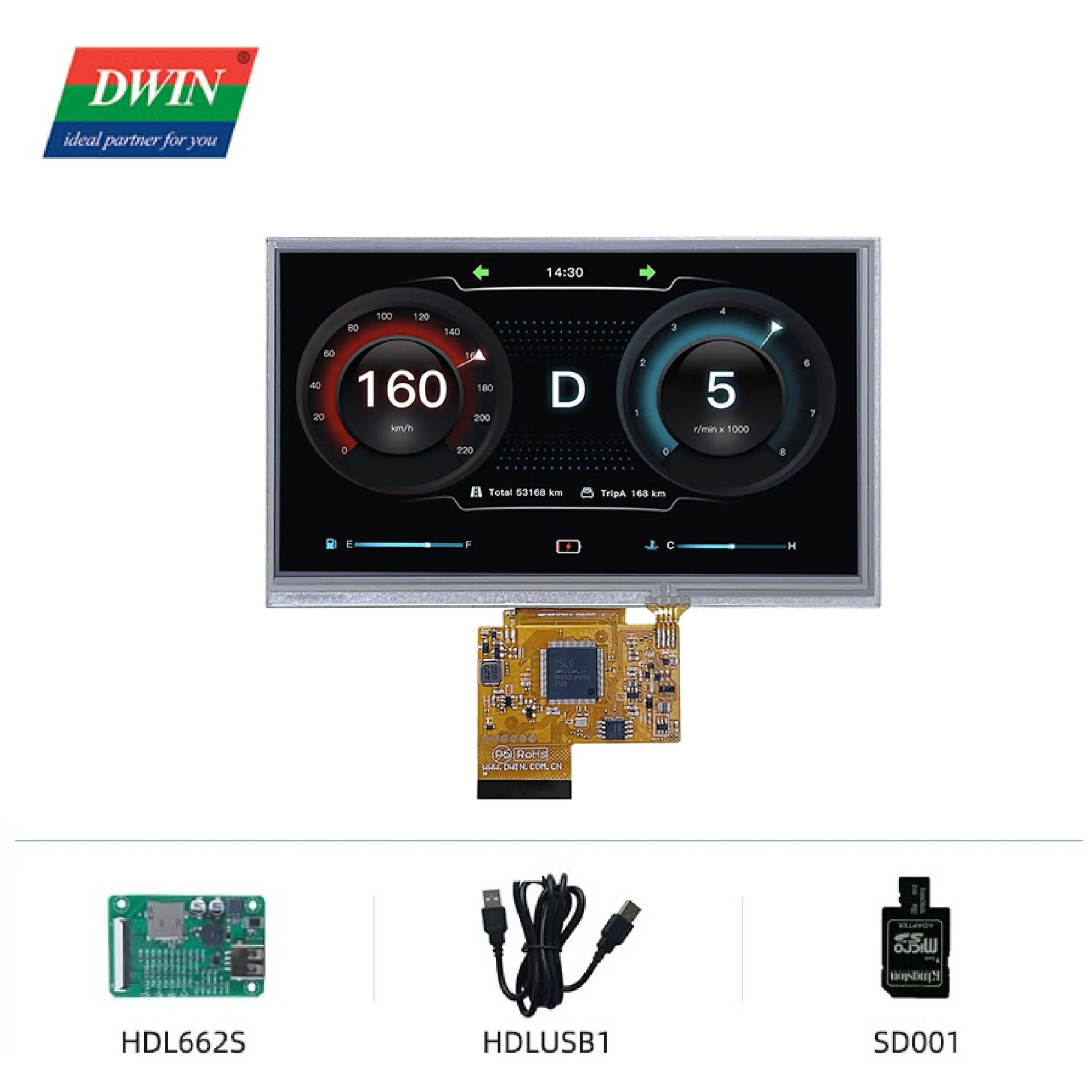 DWIN 7-дюймовый ЖК-модуль DMG80480F070_01WTR RTP with accessory