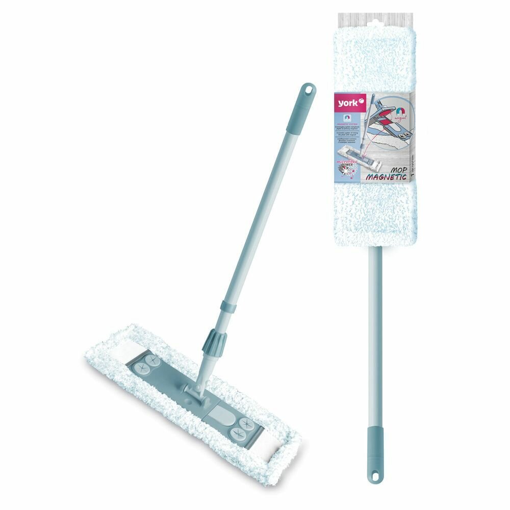 Швабра с флаундером 40 см с насадкой МОП, черенок 85-145 см, насадка МОП, YORK "Magnetic"