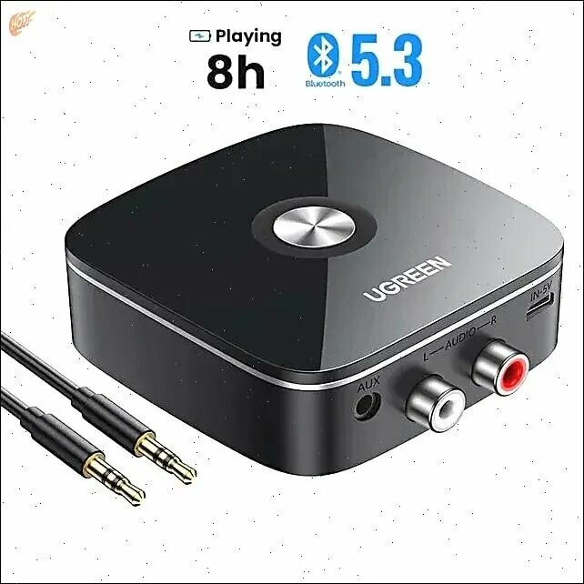 Bluetooth адаптер UGREEN 5.3 CM123, RCA 3,5мм, для музыки, игр, автомобиля, ТВ