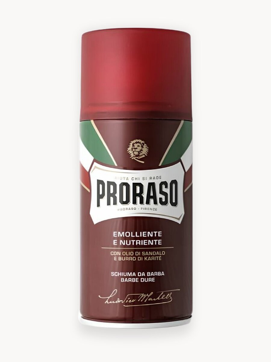 PRORASO Пена для бритья питательная с маслом сандала и маслом ши муж, 300 мл
