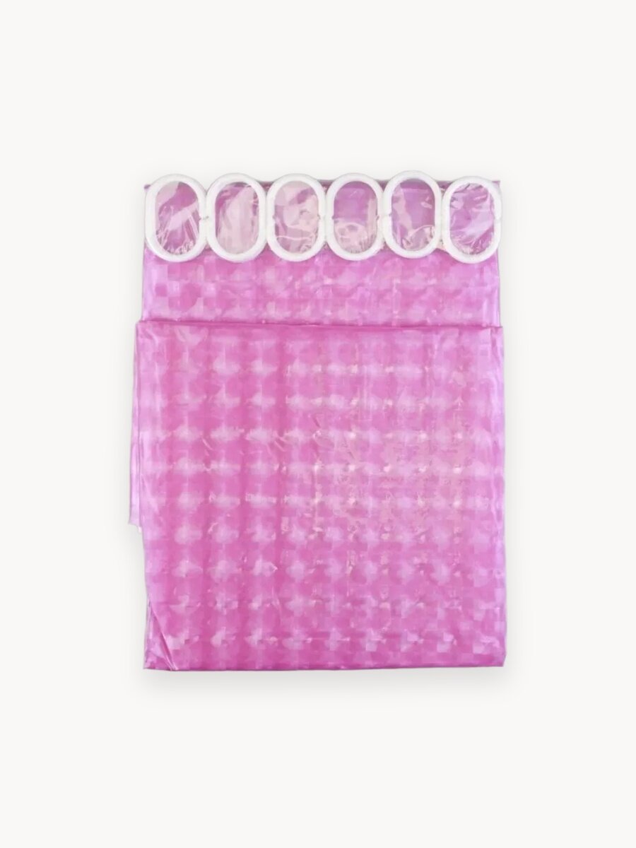 Штора для ванны и душа "3D", с кольцами, 180 х 180см, EVA/PEVA, розовая