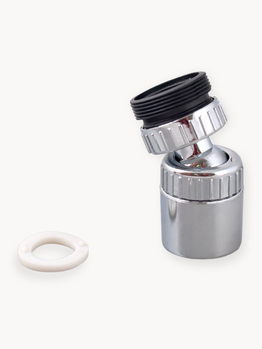 Аэратор для крана универсальный, пластик, серебристый, как на внутреннюю, так и на наружную резьбу 22 мм