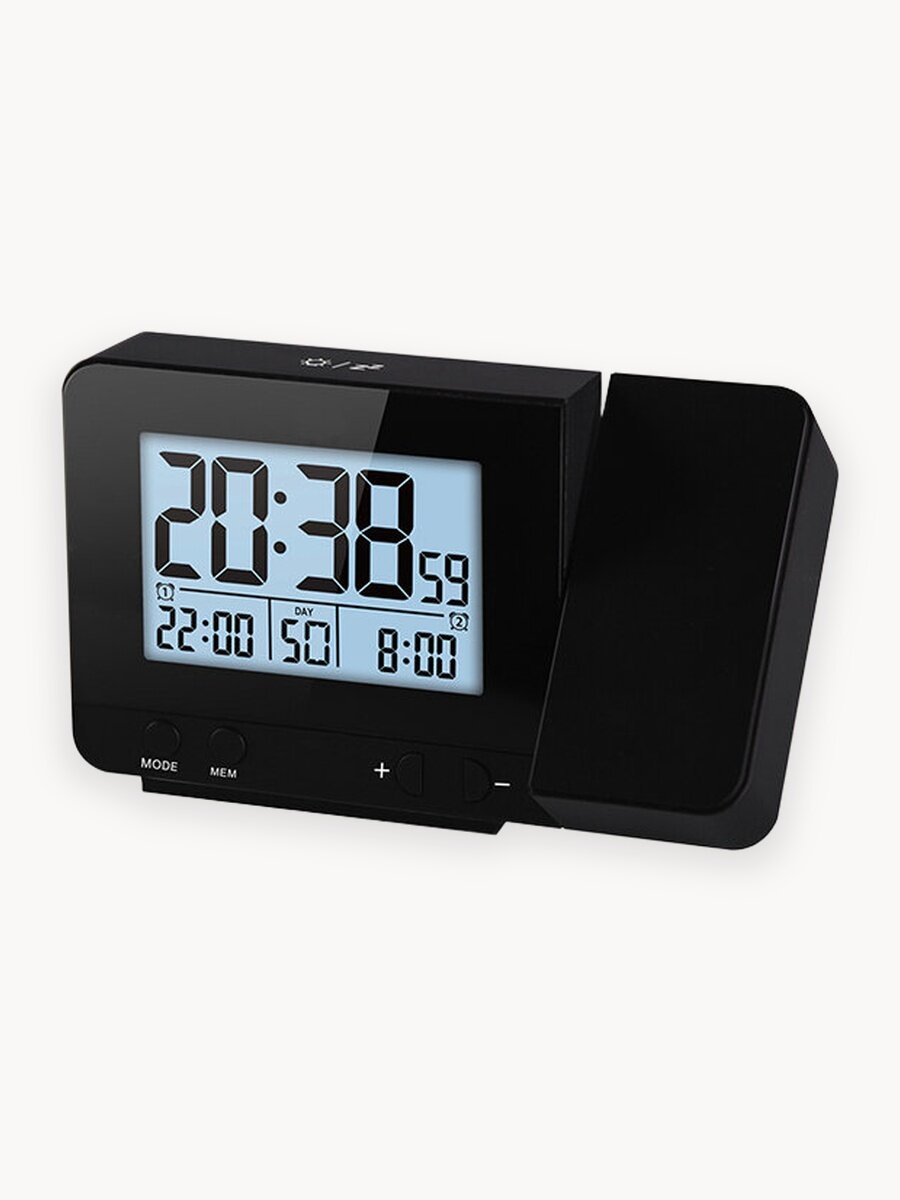 Проекционный будильник для спальни с термометром, гигрометром, цифровые потолочные часы для проекта, светодиодный дисплей с регулируемой яркостью, зарядное устройство USB, поворот на 180°, двойной будильник, повтор на 12/24 часа