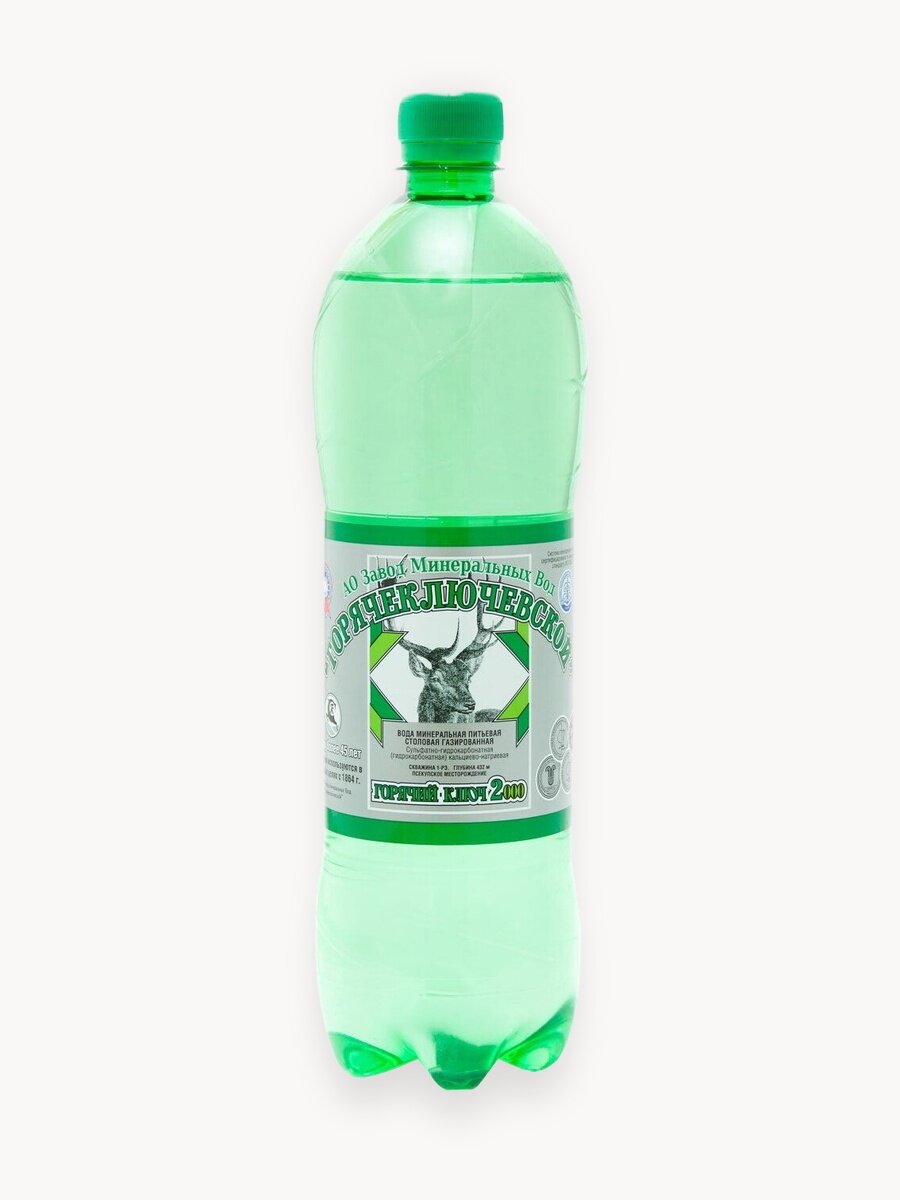 Минеральная вода "Горячий Ключ 2000", 1,5 л, питьевая газированная, лечебная, 6 шт.