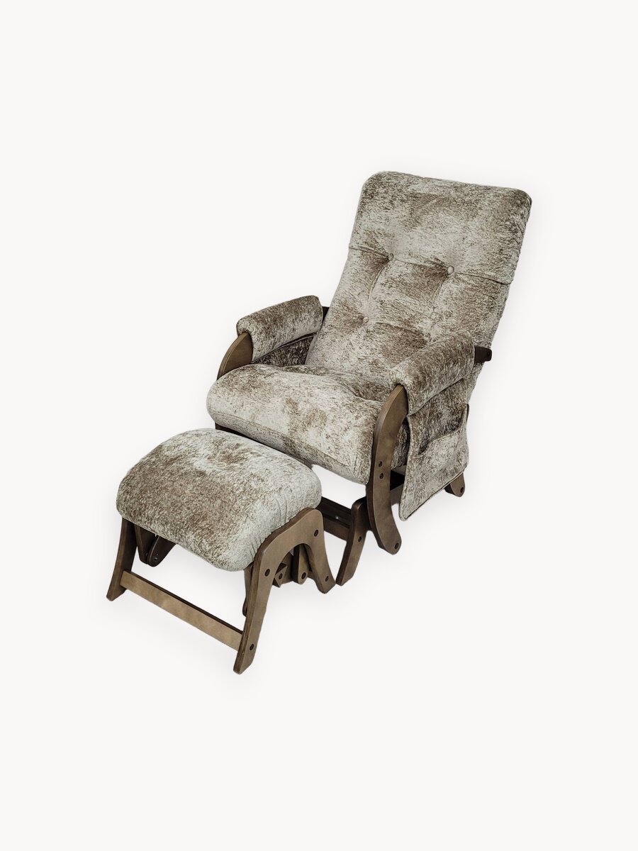 Кресло-качалка Wood Space "Премиум" с пуфом-качалкой и карманами, анатомическое, для отдыха и кормления