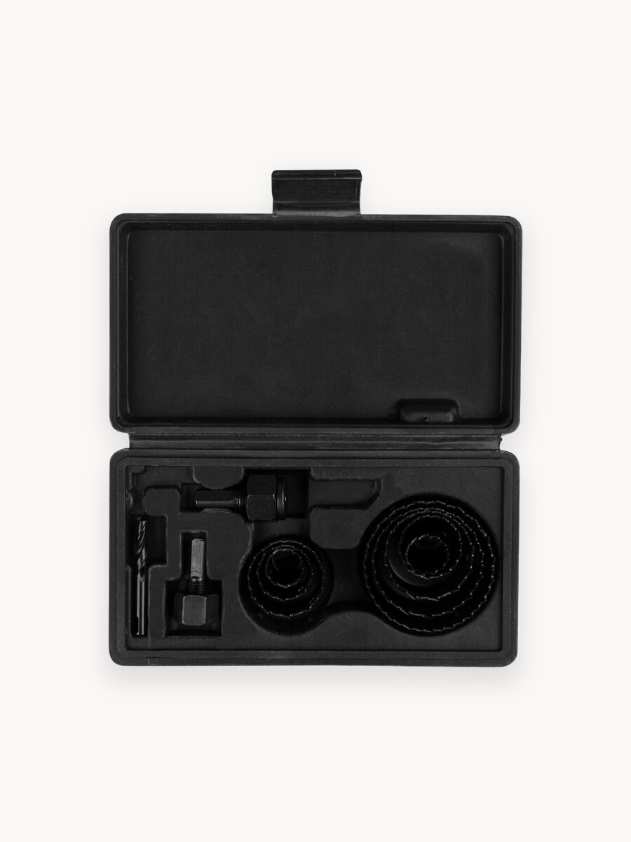 Набор коронок по дереву (19, 22, 28, 32, 38, 44, 54, 64 мм) 2 держателя с ключом Kranz