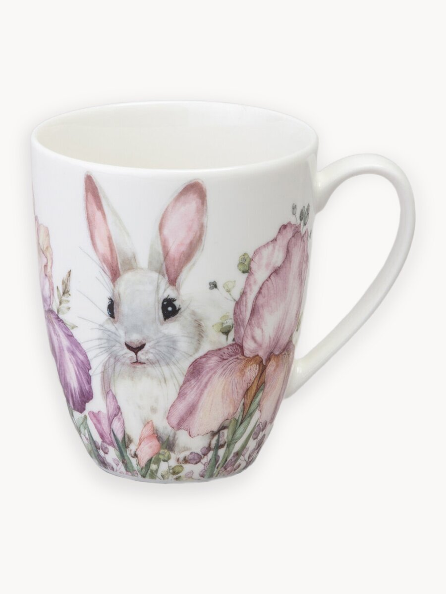 Кружка Lefard "Irises" 430 мл, для кофе и чая, фарфор, белая