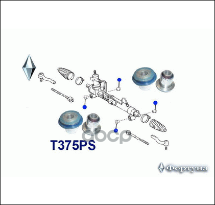 Крепеж рулевой рейки, к-т(4с/блока), металл Фортуна арт. T375PS
