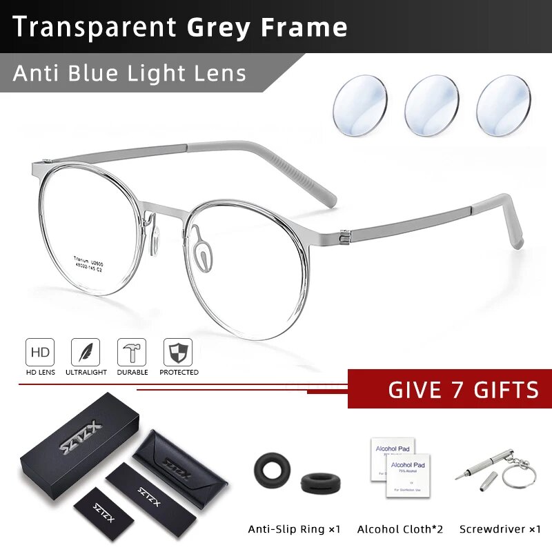 SZTZX Фотохромные очки для чтения из титана C2-Anti Blue Ray, 0