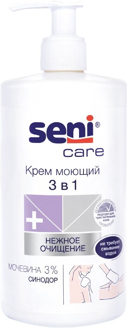 Крем моющий "Seni Care", 3 в 1, для всех типов кожи, без воды, 500мл