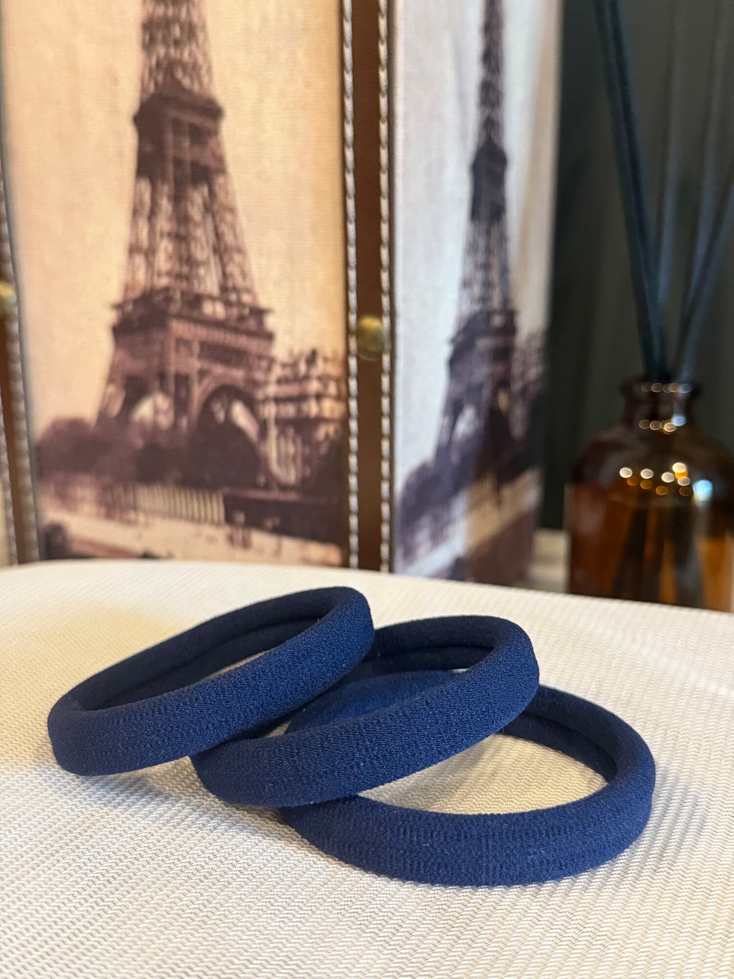 Резинки для волос синего цвета из премиальной итальянской микрофибры, набор 3 шт