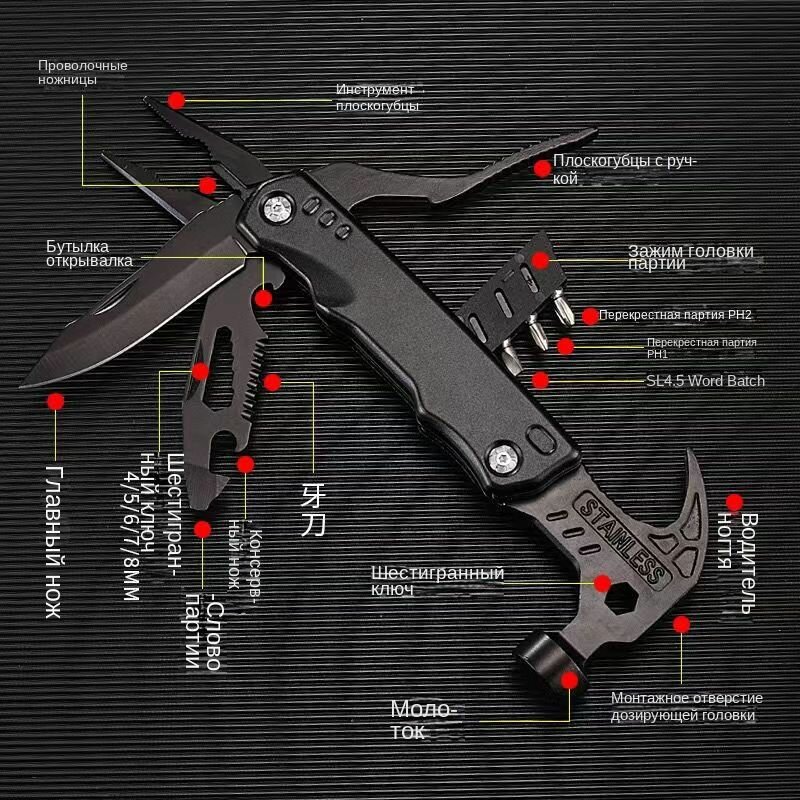 Открытый Многофункциональный нож с регулируемым гаечным ключом с открытым концом, Комбинированные Универсальные складные плоскогубцы, EDC Инструмент