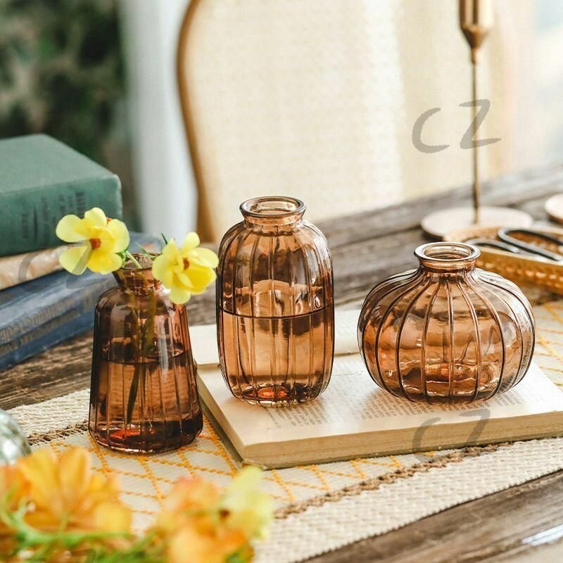 Мини вазы Helen, комплект из трех красивых вазочек, набор из трёх стеклянных ваз для маленьких цветков, в подарокWXK-CJX2