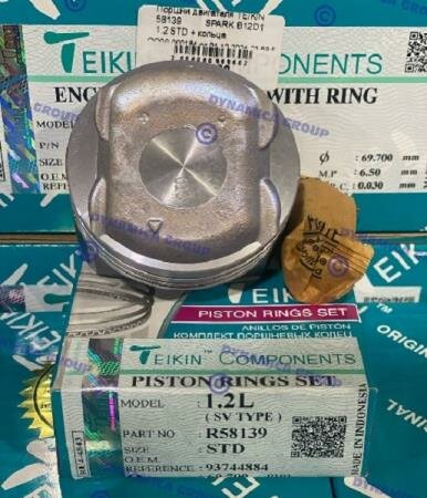 Поршни двигателя + кольца TEIKIN 58139 STD CHEVROLET SPARK B12D1 [ 25193049 ]