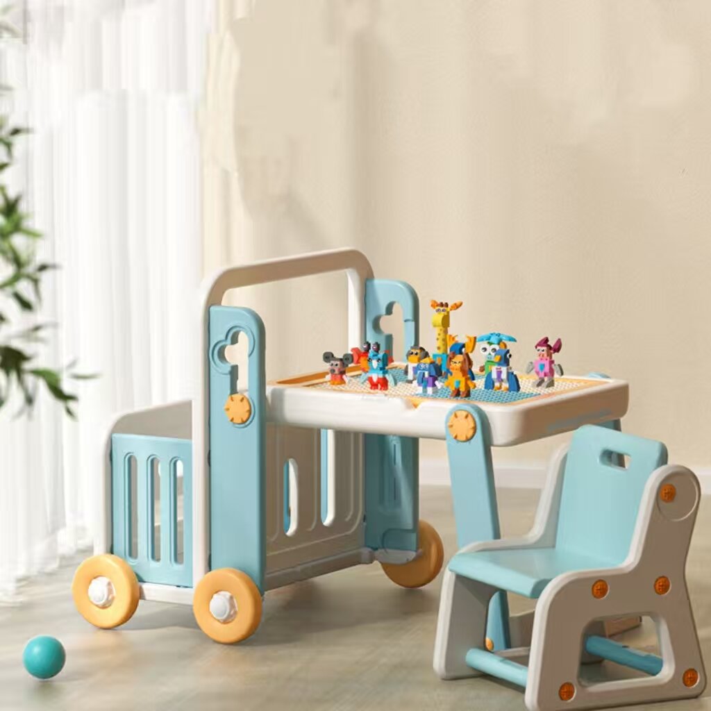 Развивающий стол-трансформер 6 в 1 со стульчиком, Kids toys, игровой столик с конструктором, для игр с песком