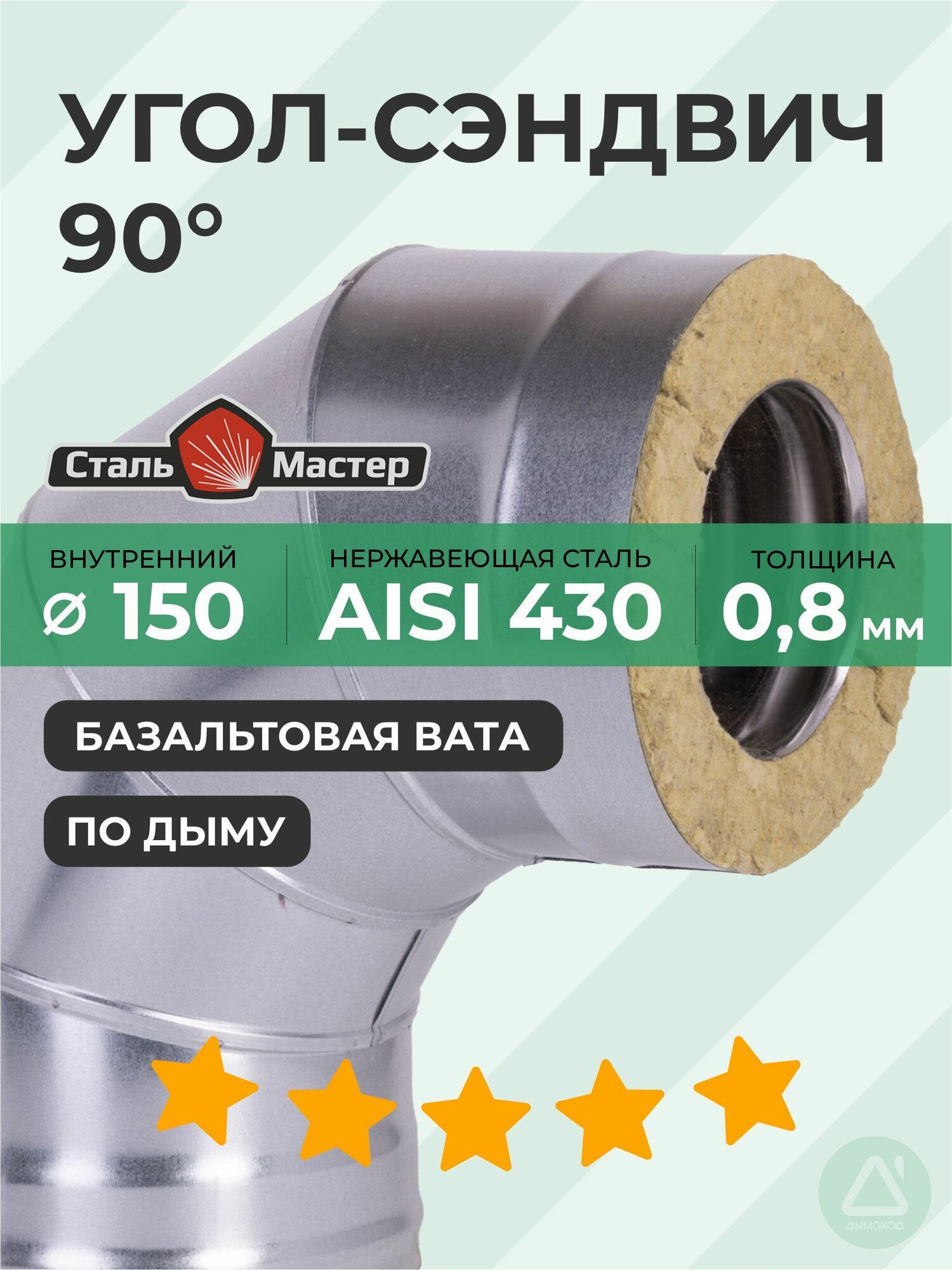 Угол-сэндвич 150 / 220 90 нерж 0,8 мм / оц