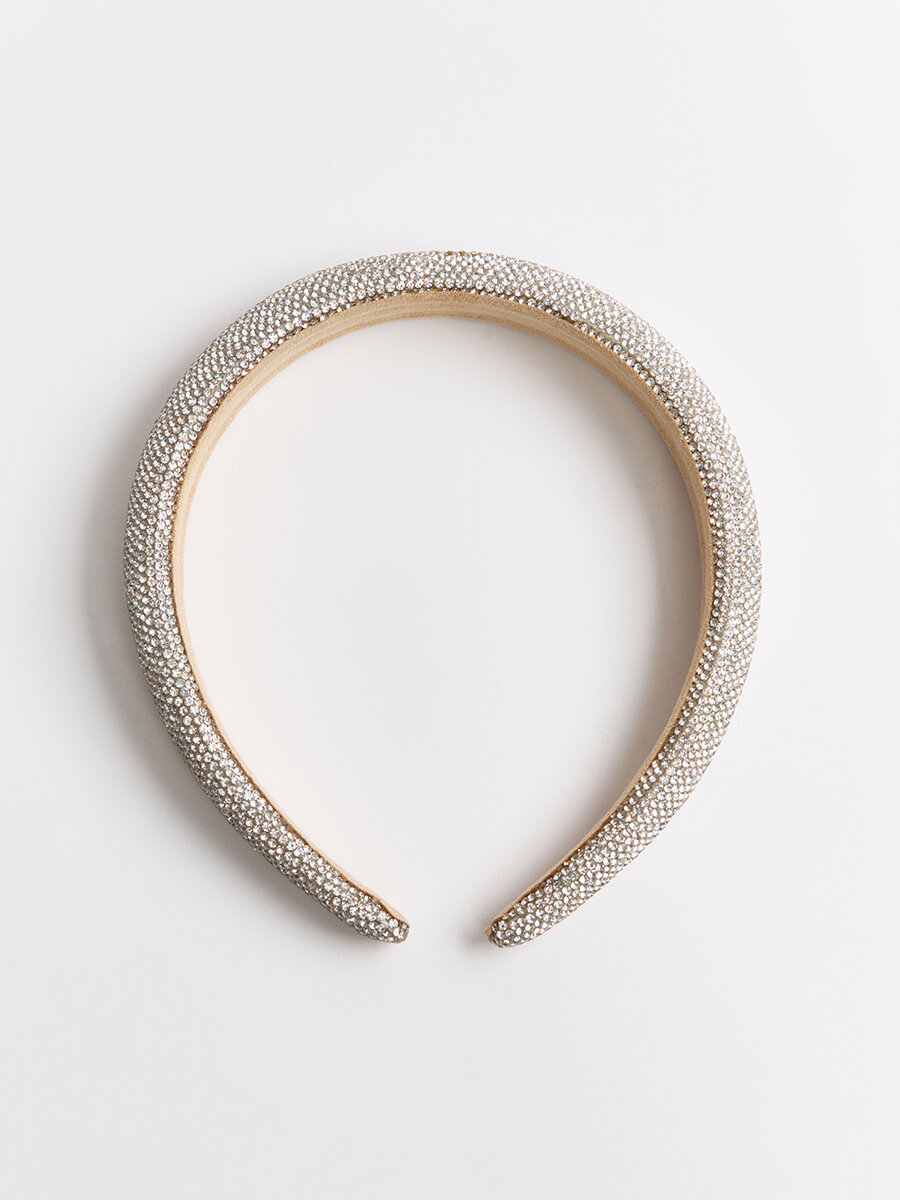 Ободок Befree BF2545361001, женский, широкий, с кристаллами, серебро