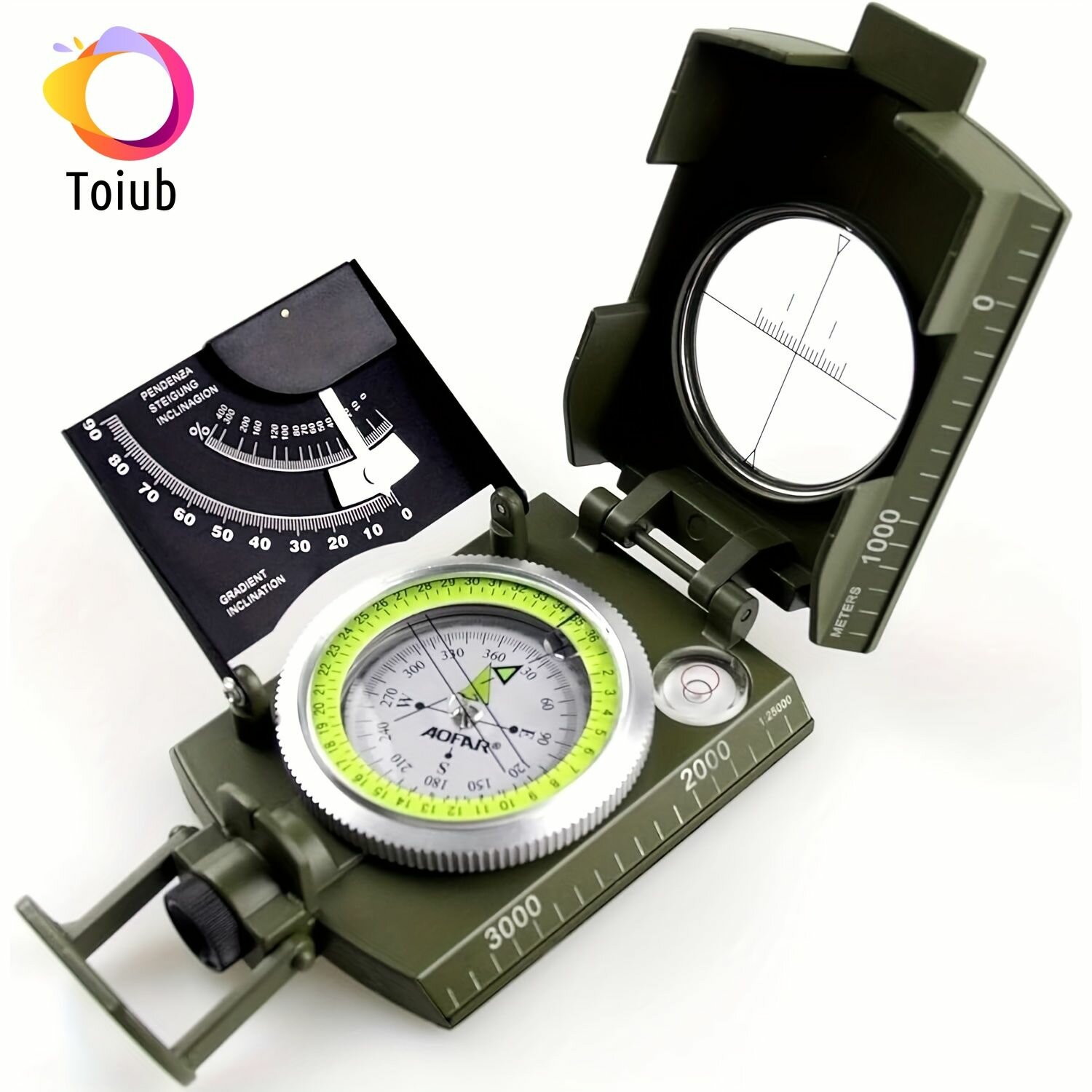 Компас для пешего туризма, инклинометр для кемпинга, для пешего туризма и кемпинга, цвет зелёный