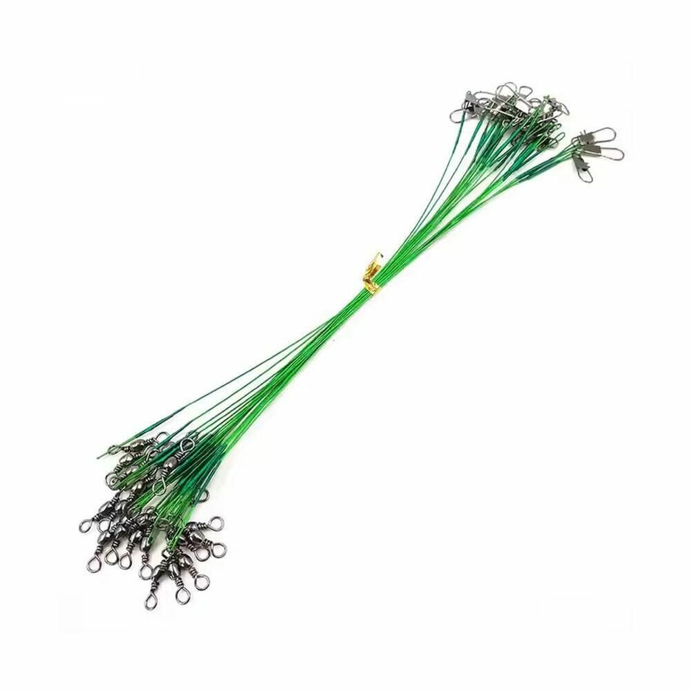 Поводковый материал для спиннинга, антиукусная проволока с вертлюгом и застежкой, разборные поводки для рыбалки на щуку