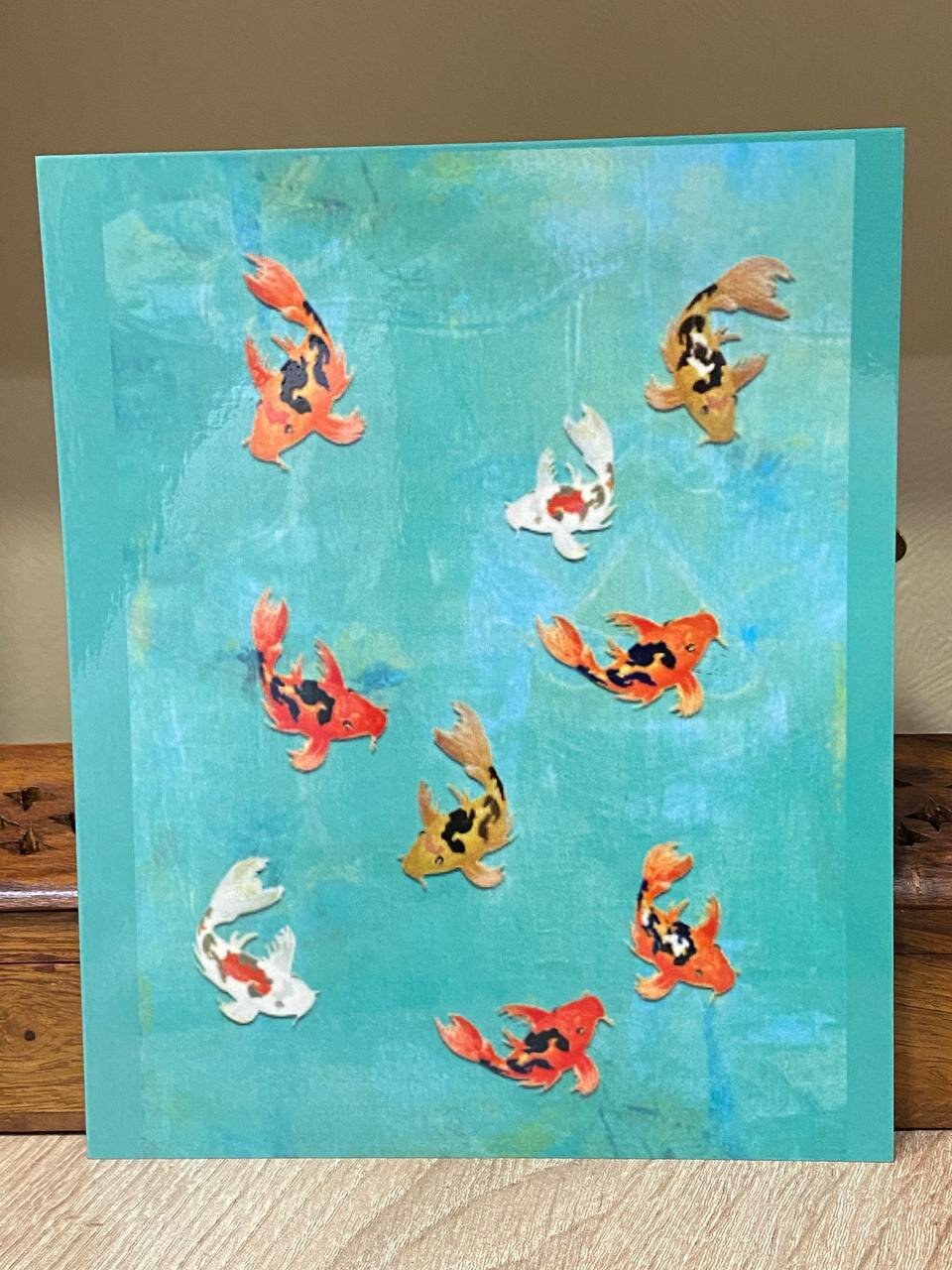 Ламинированная карточка 9 карпов кои