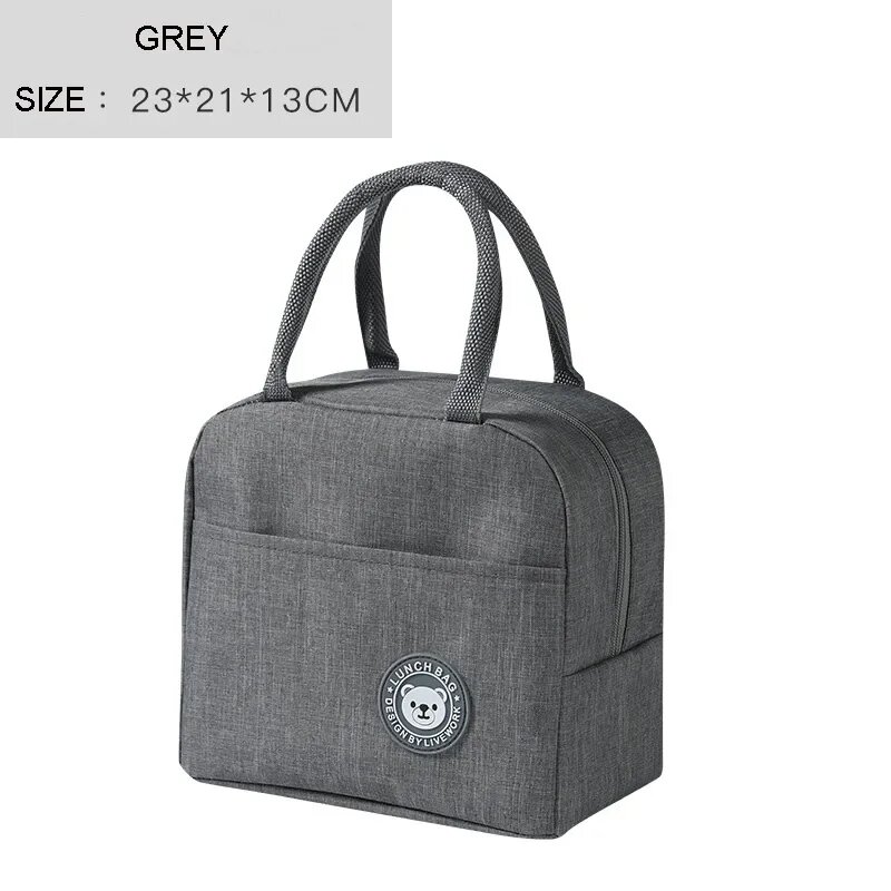 Термосумки для обедов на работу, изолированные сумки-холодильники для женщин и детей, Серый, Gray