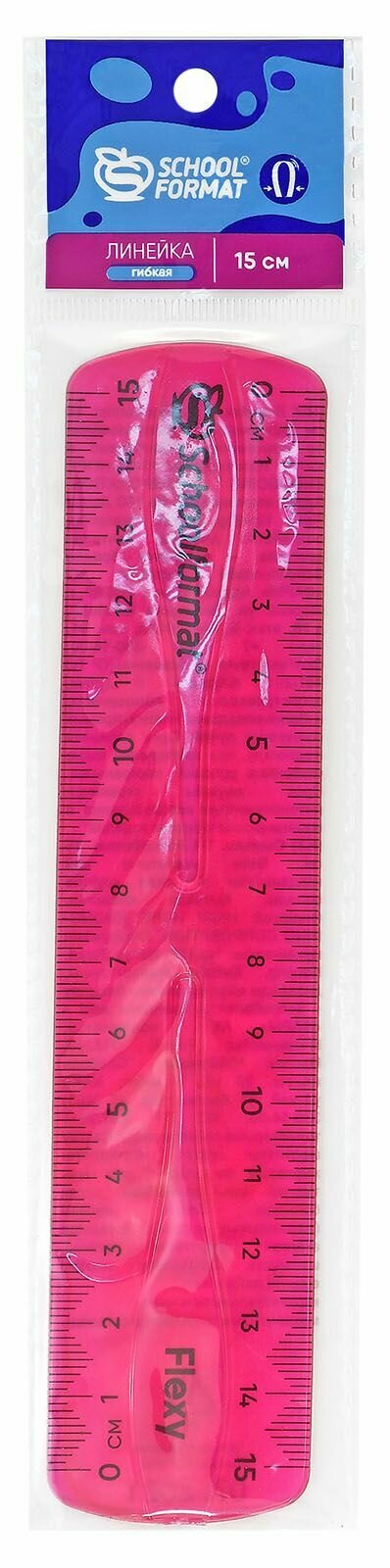 Линейка 1 шт Schoolformat 15 см пластик тонированный, ассорти, гибкая, с европодвесом