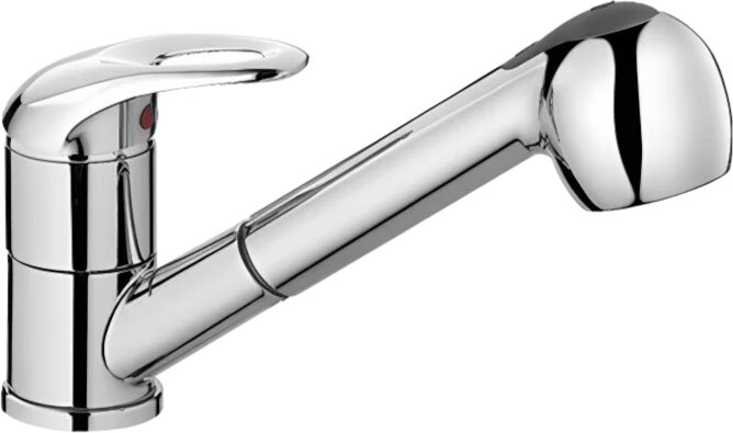 Смеситель для кухни D-lin D158602 с поворотным изливом, хром, глянцевый, однорычажный, латунный, с керамическим картриджем