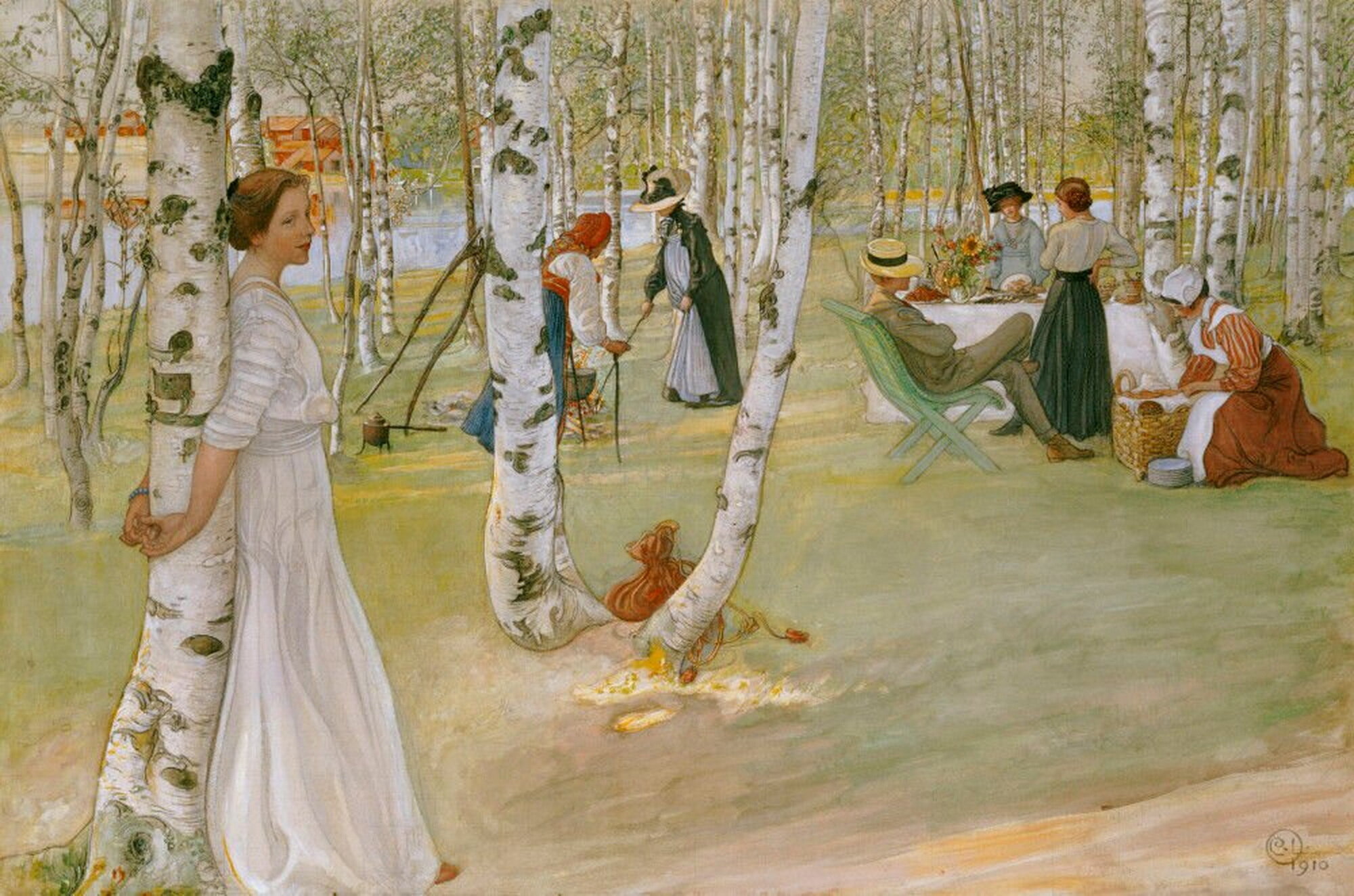 Плакат, постер Карл Ларссон: идиллия шведского лета на бумаге, размер 21х30см