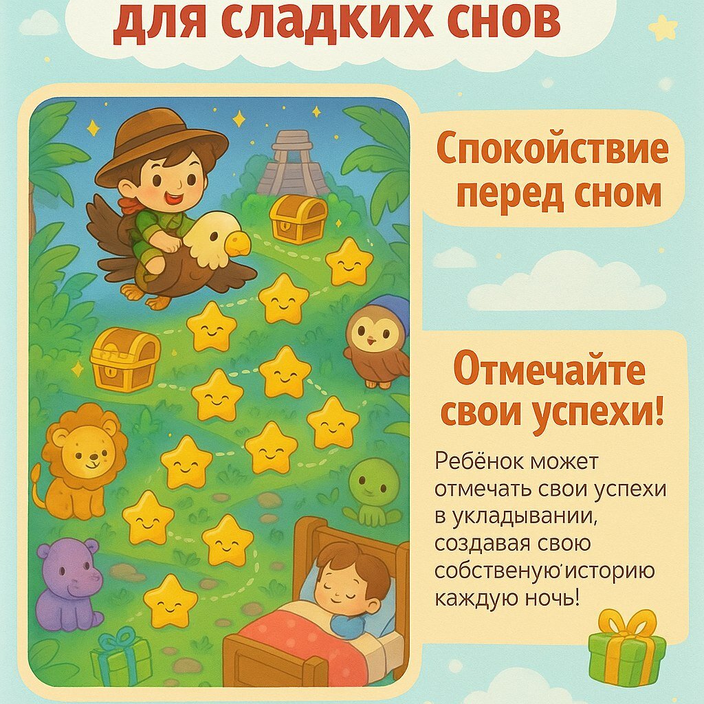 Детский календарь сна и трекер привычек с наклейками и подарками, 2-6 лет, развивающий планер/чек-лист, A3 для легкого засыпания