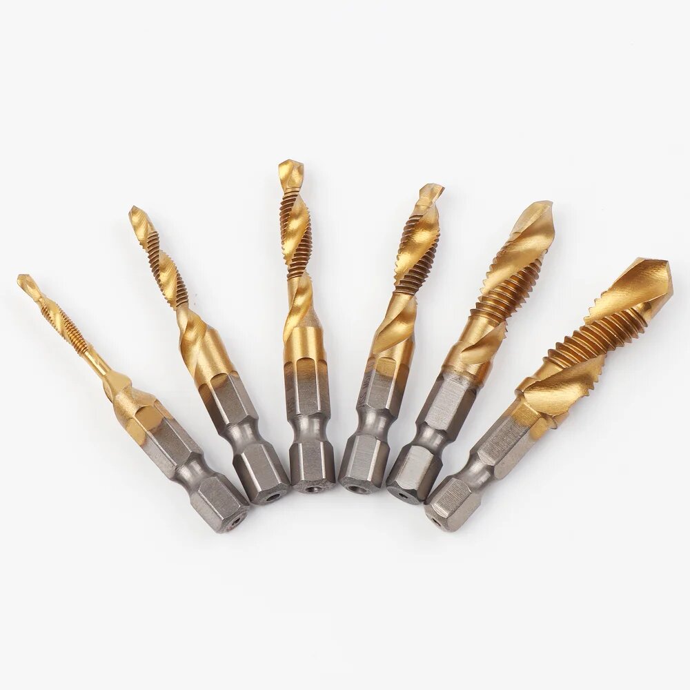 Набор титановых сверл HSS 6шт, 1/4", M3-M10