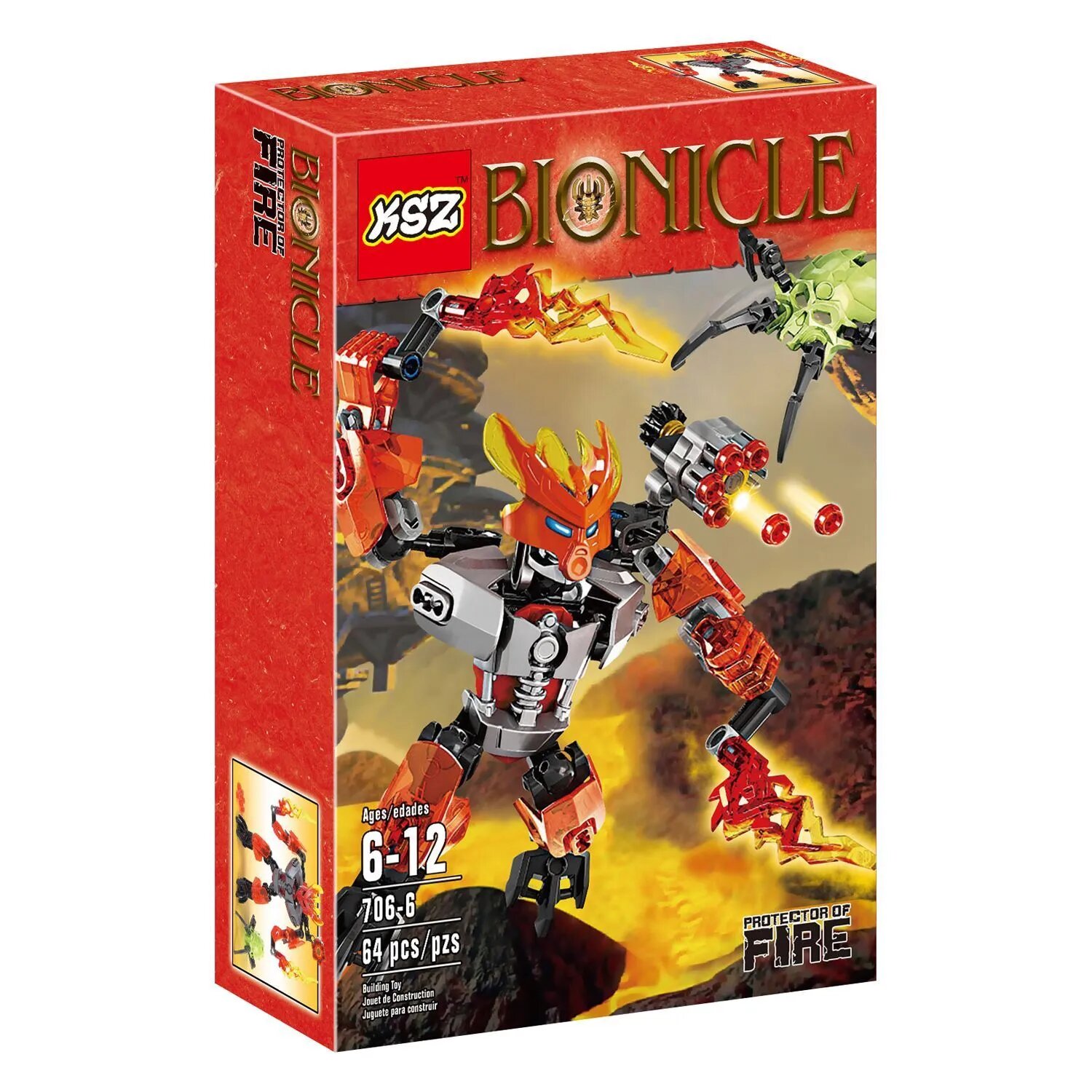 Сборная фигурка конструктор KSZ Bionicle: Страж Огня, 64 дет. (KZ_706-6) / совместим с 70783