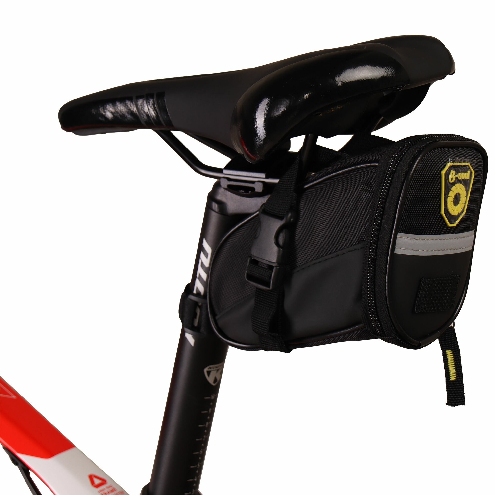 Сумка велосипедная подседельная BICYCLE SOUL, материал оксфорд 1680D, отделение на молнии, застёжка фастекс, чёрная, 17х9.5х11.5см