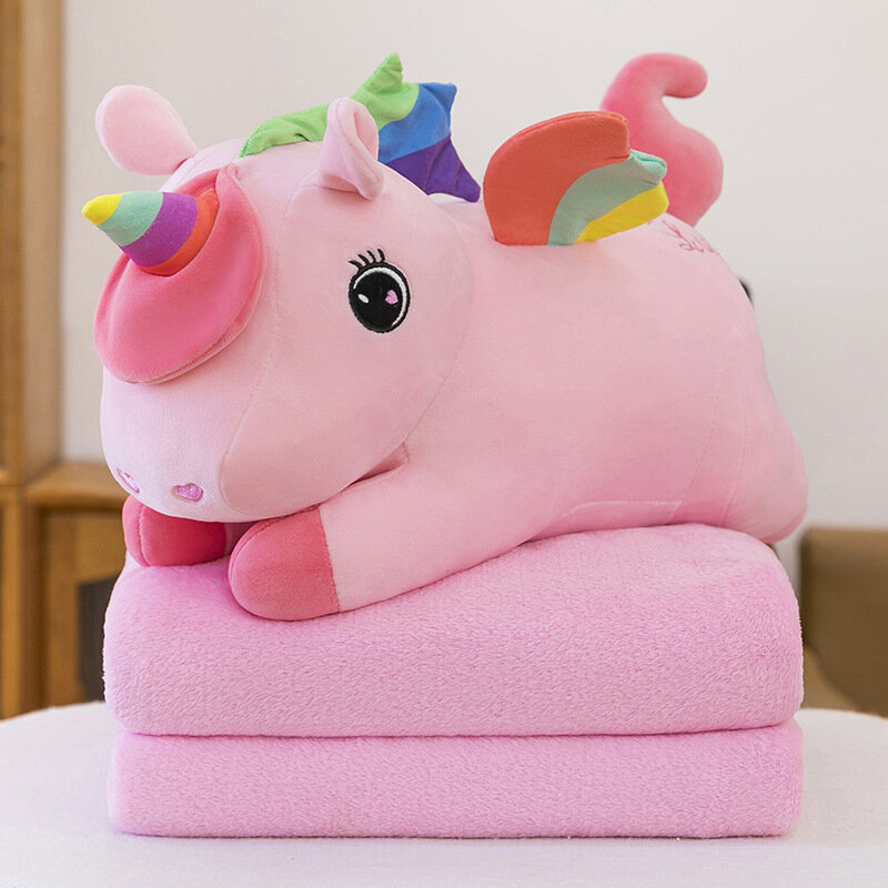 Многофункциональная 3-в-1 плюшевая подушка/одеяло с рисунком из мультфильма для сна в машине/офисе