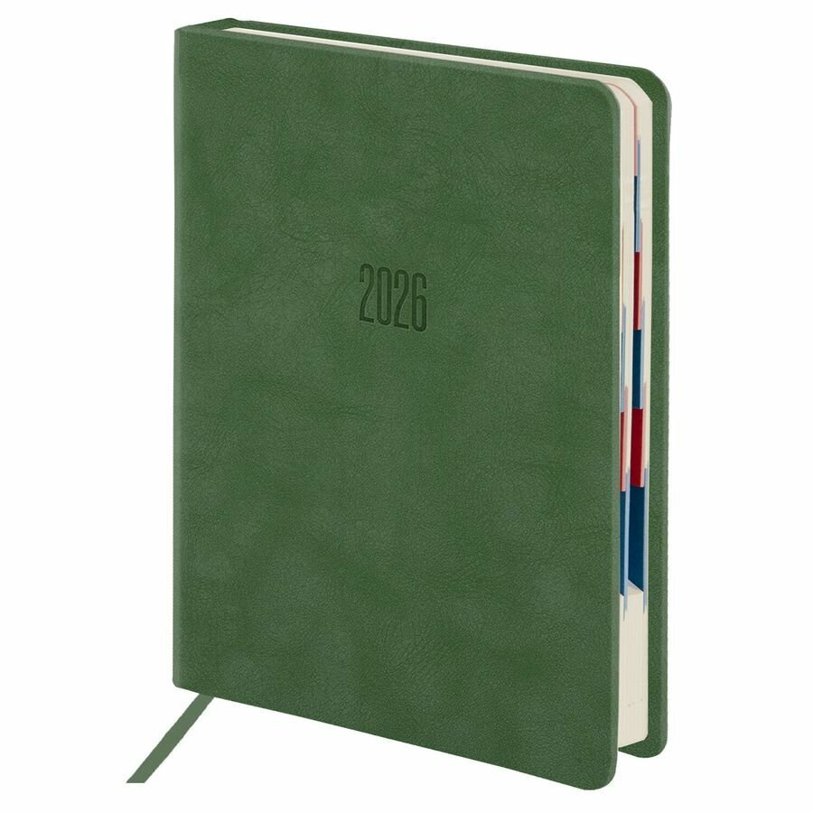 Ежедневник датированный 2026 B6 125х173 мм, GALANT "Vivid", под кожу, зеленый