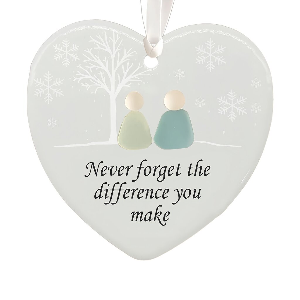 Heart-Shaped Beach Glass Friendship Decor, Enduring Friendship Heart Tokens, Friendship Heart Ornament for Christmas Tree Hanging Ornaments, Beach Glass Art