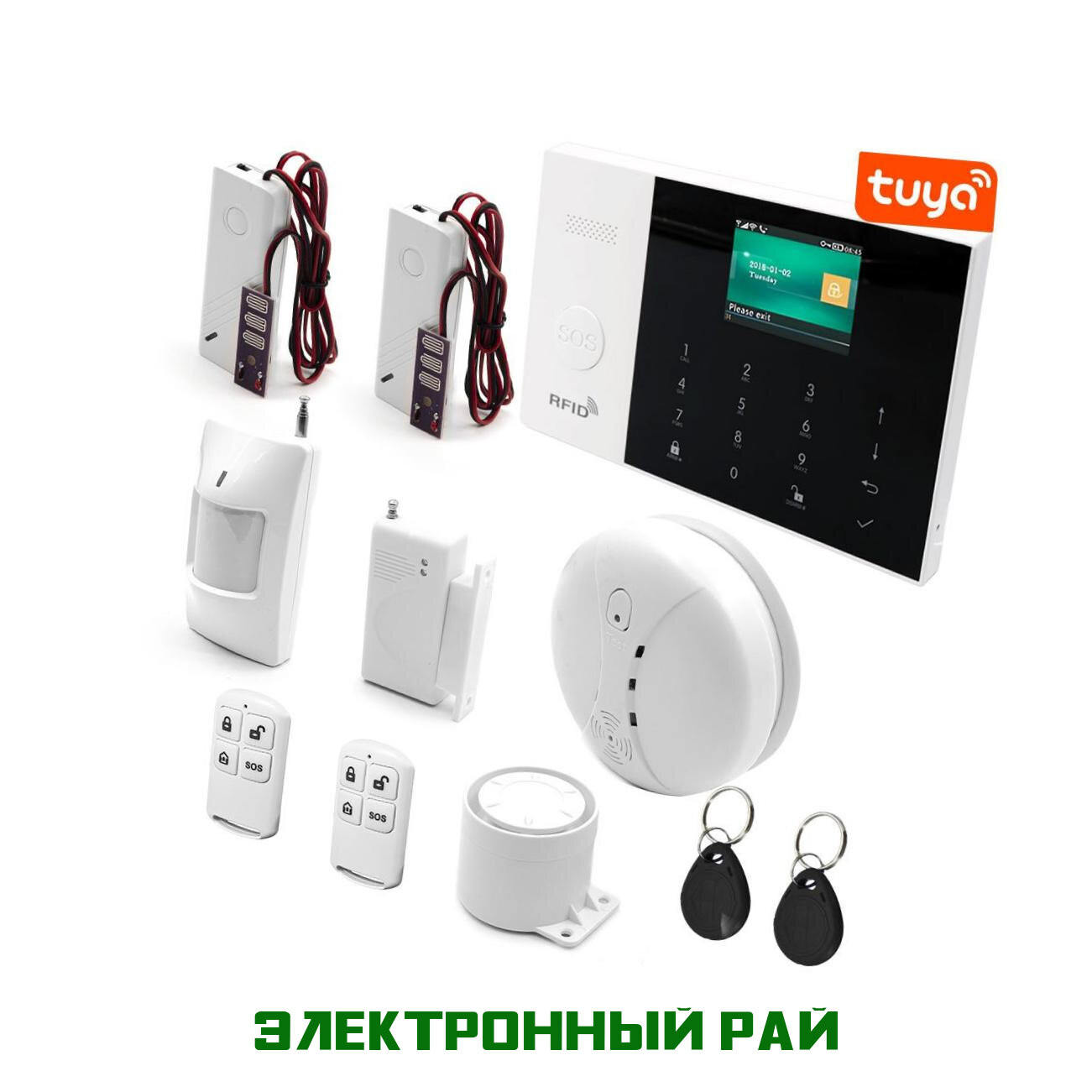 Беспроводная система-охранно пожарной сигнализации TUYA GSM / Wi-Fi Стражник-Шериф-GSM 10(LTE) для большого дома, гаража или дачи. В комплекте 10 бесп