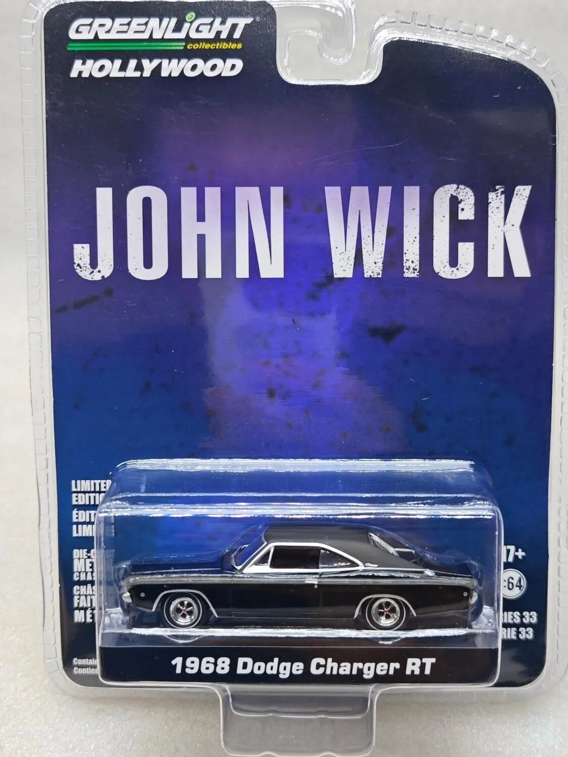 Машинка GreenLight 1/64 Hollywood Series 33-John Wick (2014) 1968 Dodge Charger R/T Die-cast Alloy Car Model Collection Toy Gift
